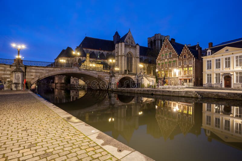 Graslei in Ghent stock photo. Image of quay, canal, graslei - 85983628