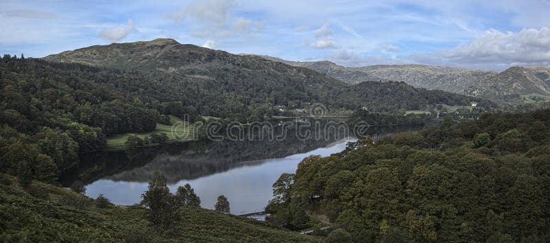 Grasmere panorama stock image. Image of scenery, district - 54251581