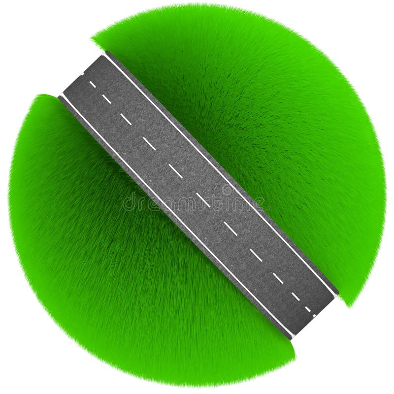 Grass ball with a road stock illustration. Illustration of hdri - 40136406