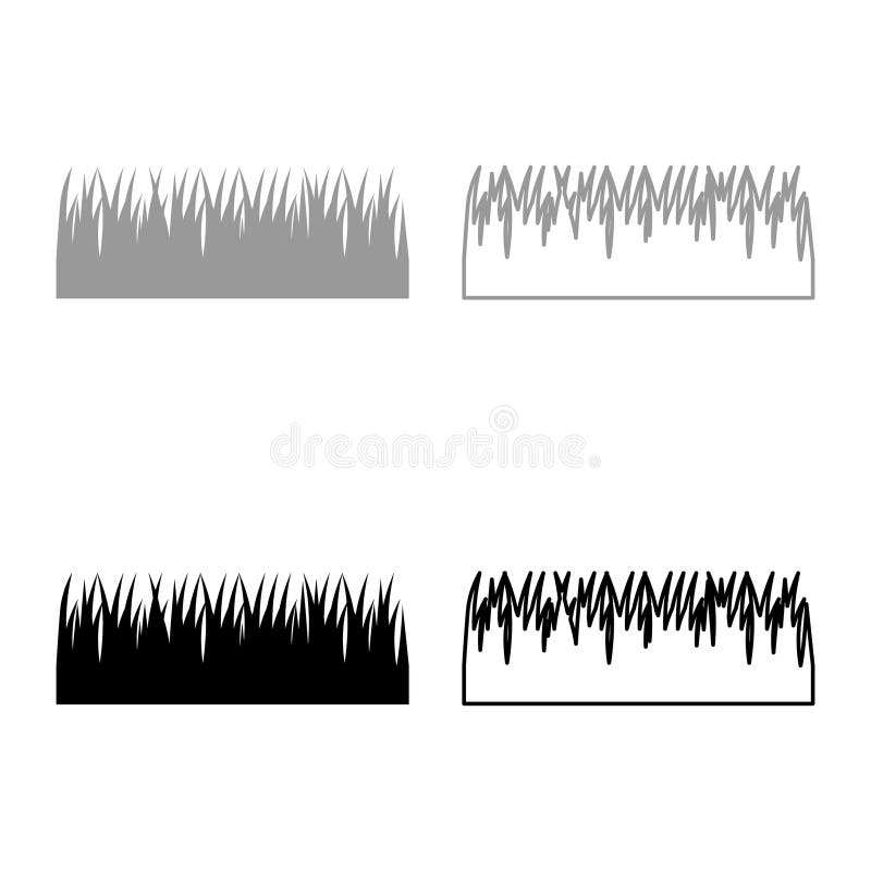 Grass Border Leaves Set Icon Grey Black Color Vector Illustration Image ...