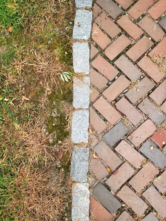 Grass, Brick, and Field Stone Background Texture Stock Photo - Image of ...