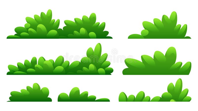 Grass and Bush Elements Collections with Flat Design Stock Vector ...