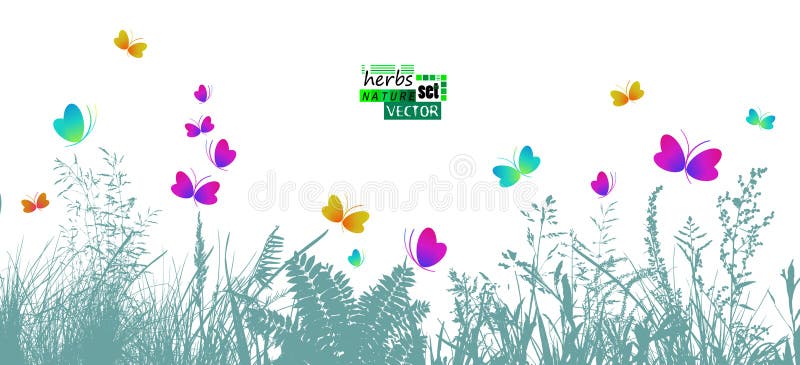 Grass with Butterflies. Hello Summer. Vector Illustration Stock ...
