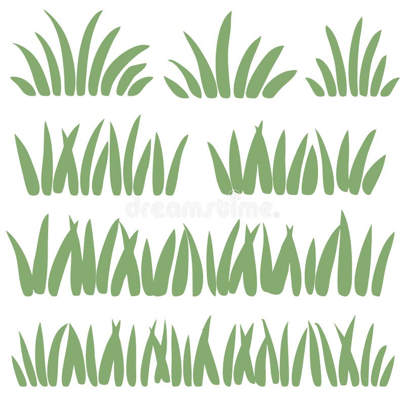 Grass Cartoon Green Shrubs Bush Drawing Sketch Stock Vector ...