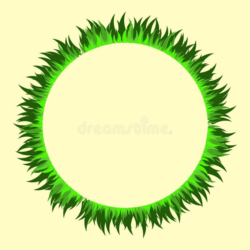 Grass Circle Frame. Round Empty Border in Eco Style with Green Foliage ...
