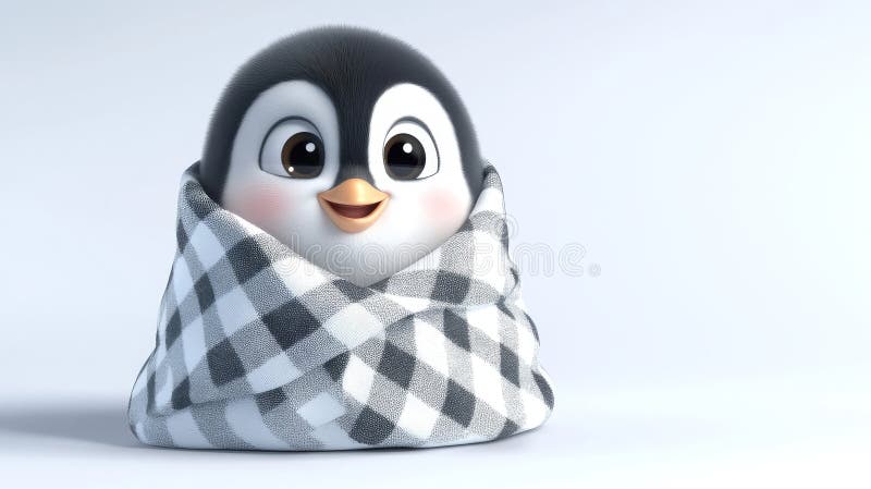 Grass-covered Penguin with a Blanket Wrapped Around Him Stock Photo ...