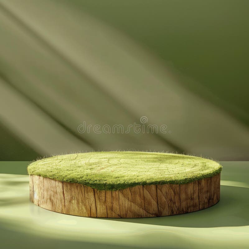 Grass-Covered Wooden Platform with Light Rays Stock Illustration ...