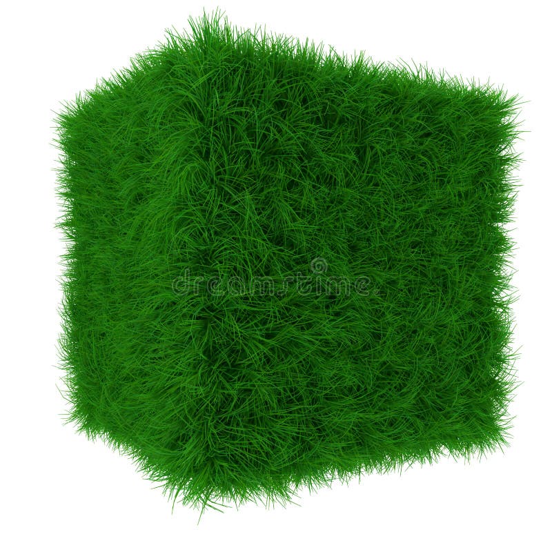 Cube From Grass.3D Rendering Illustration. 3d Isometric Style. Stock ...