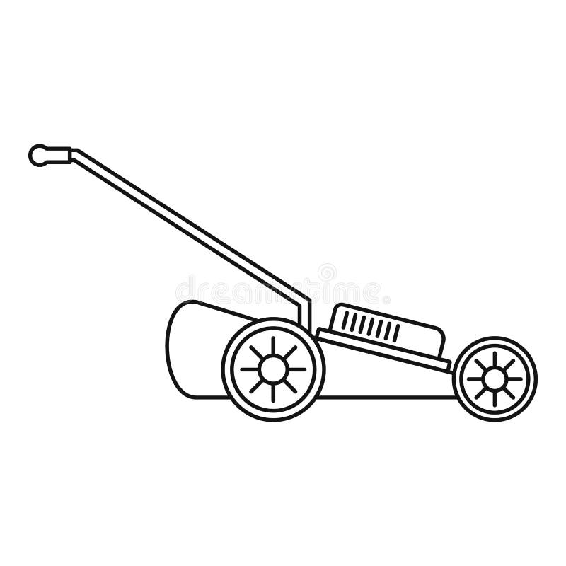 Grass Cut Machine Icon, Outline Style Stock Illustration - Illustration ...