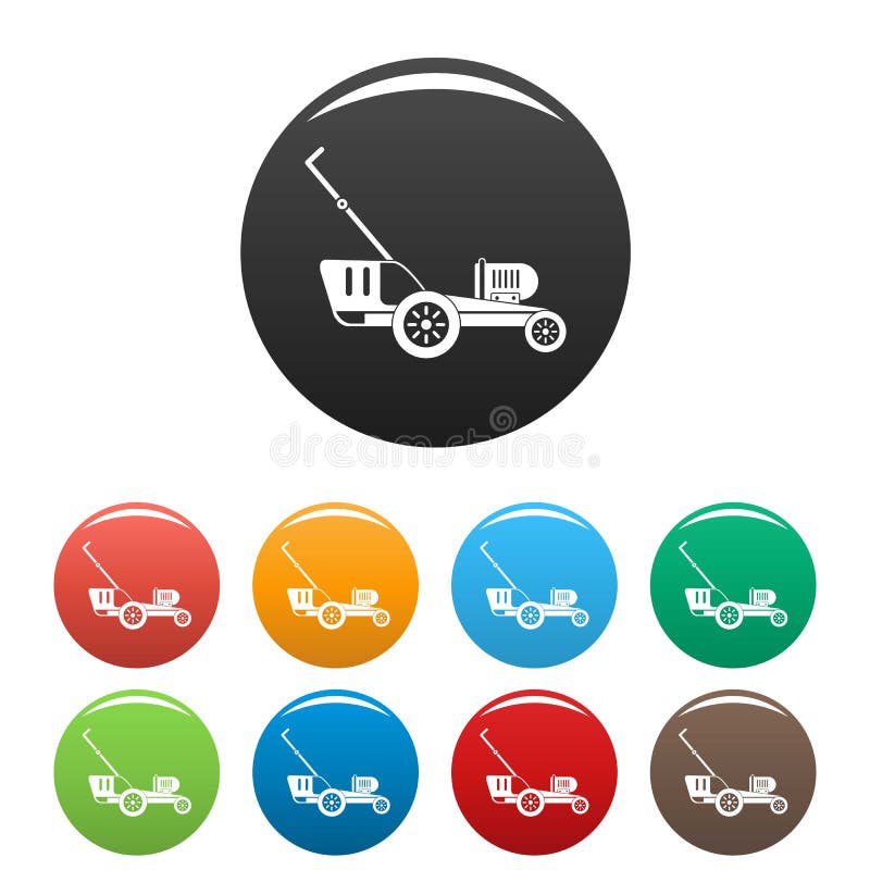 Grass Cutter Icons Set Color Stock Vector - Illustration of business ...