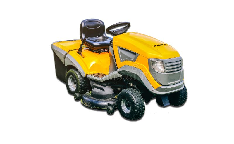 Grass Cutter In The Work Machine For Cutting Lawn Is Standing Outdoors ...