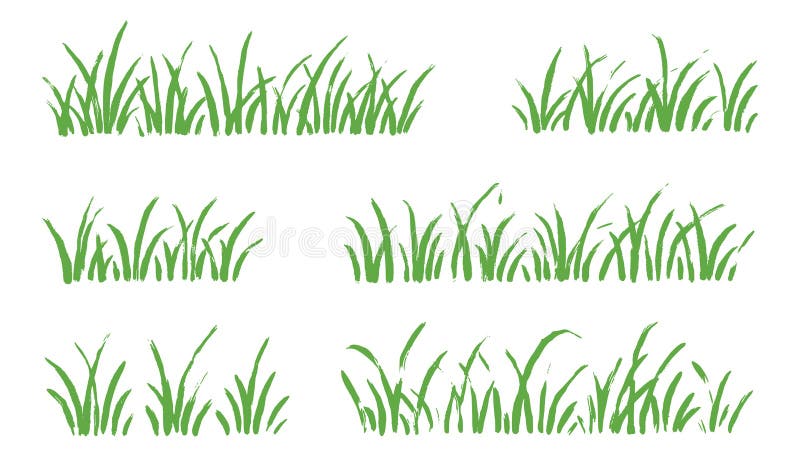 Grass Doodle Sketch Style Set. Hand Drawn Grass Field Outline Scribble ...