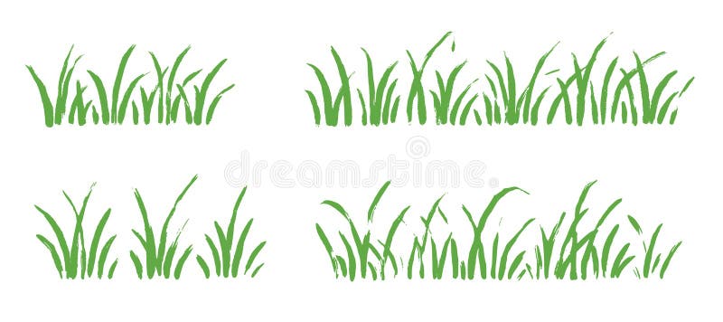 Grass Doodle Ink Brush Sketch Set. Hand Drawn Vector Grass Field Grunge ...