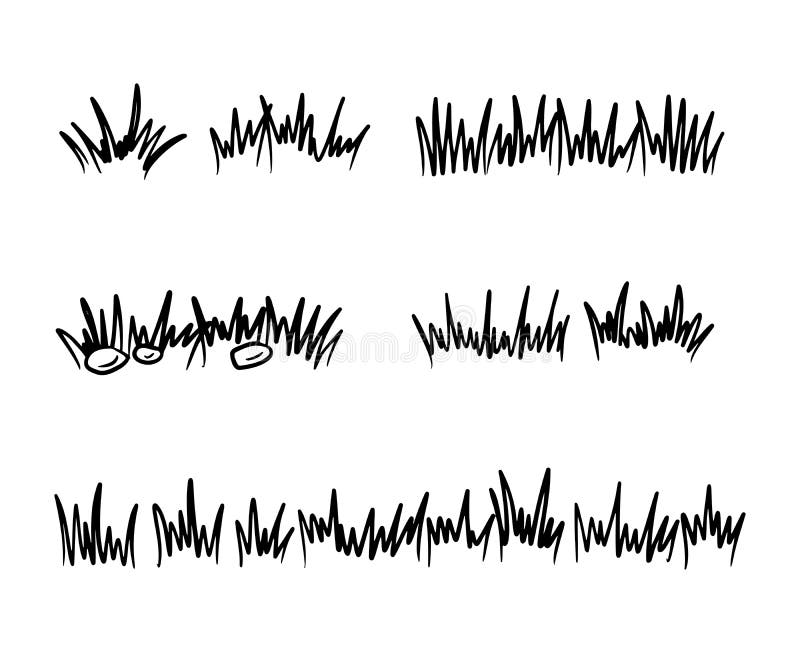 Grass Doodle Outline Collection. Hand Drawn Style Stock Vector ...