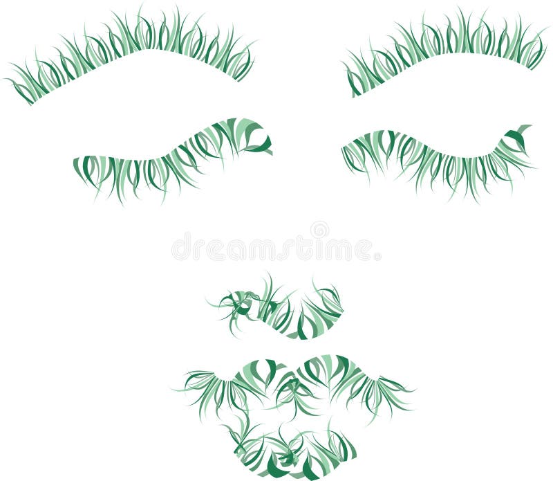 Grass Face Abstract Portrait Stock Illustration - Illustration of ...