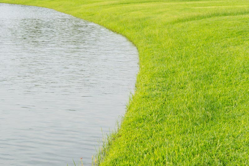 Grass Field With Curved Pond Stock Image - Image of nature, field: 20091871