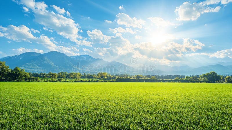 Grass Fields with Cloudy White Clouds and a Mountain Range in the ...