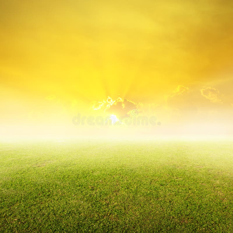 Grass Fields and Sunset on Nice Day Stock Image - Image of grass ...