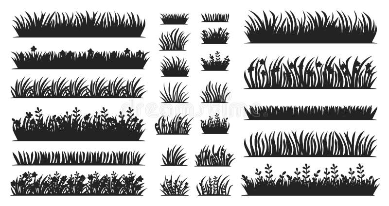 Grass Flat Silhouettes Collections Vector Stock Illustration ...
