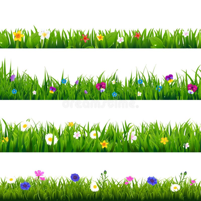 Green Grass Borders Set. Lawn Care Concept. Isolated Vector ...