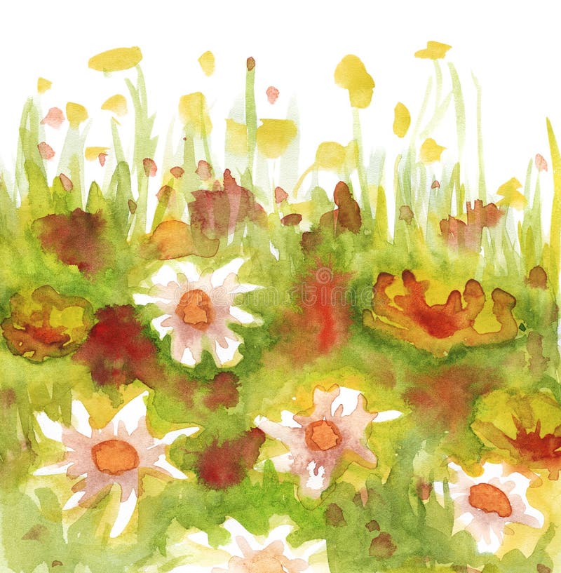 Grass and flowers stock illustration. Illustration of natural - 67952890