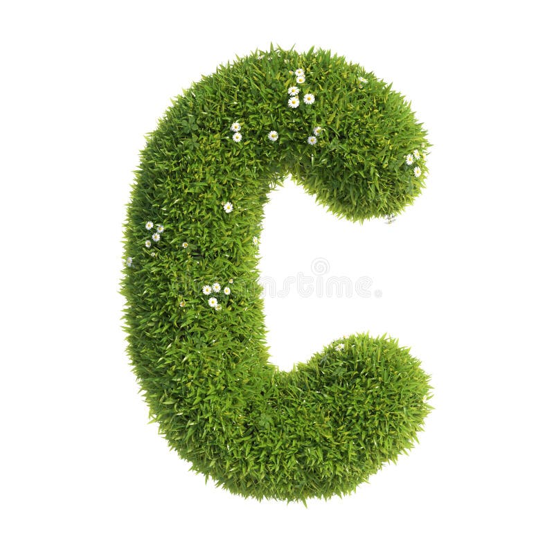 Grass Font 3d Rendering Letter C Stock Illustration - Illustration of ...