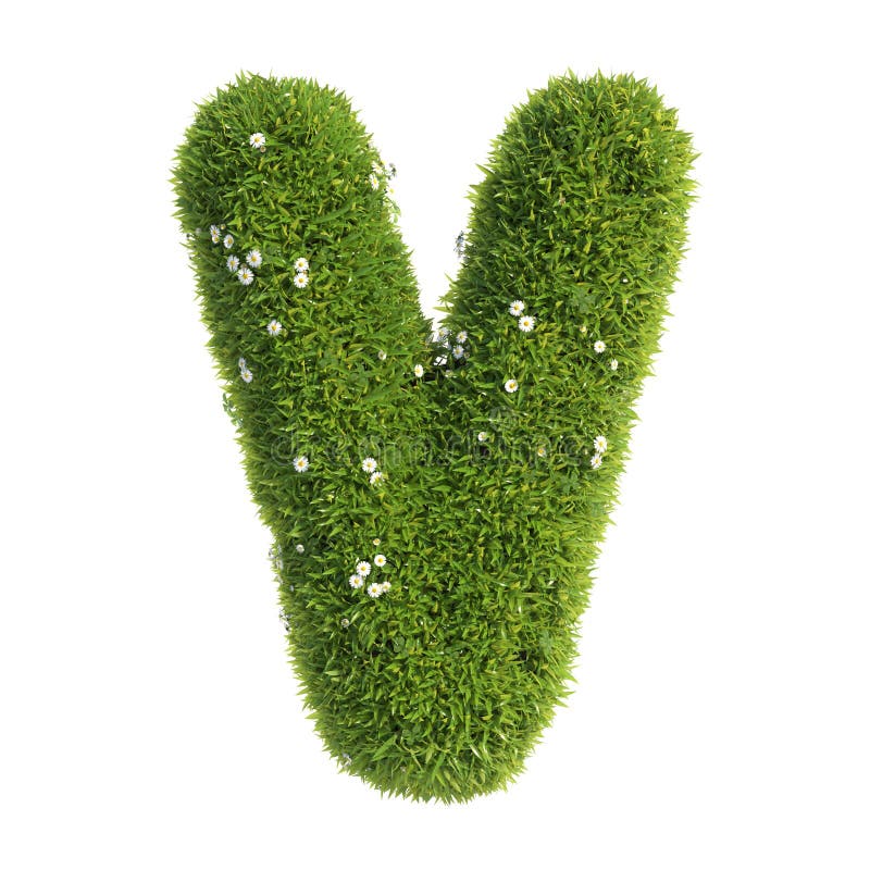 Grass Font 3d Rendering Letter V Stock Illustration - Illustration of ...