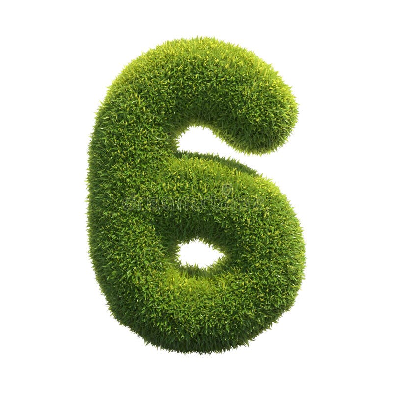 Grass Font 3d Rendering Number 6 Stock Illustration - Illustration of ...
