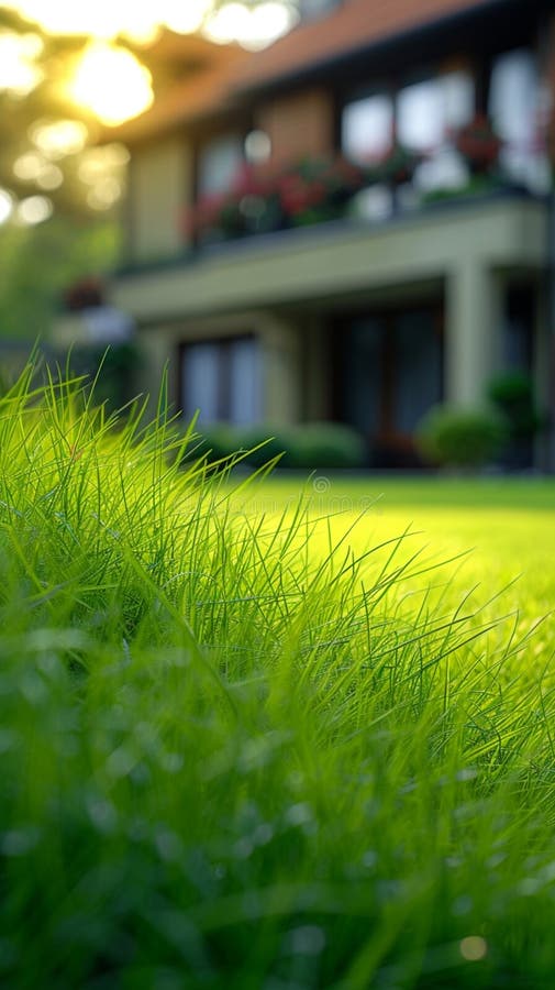 Grass in Front of a Building Creates a Serene Greenery Stock ...