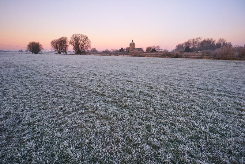 Grass with Frost in Morning Light Stock Image - Image of seasonal ...