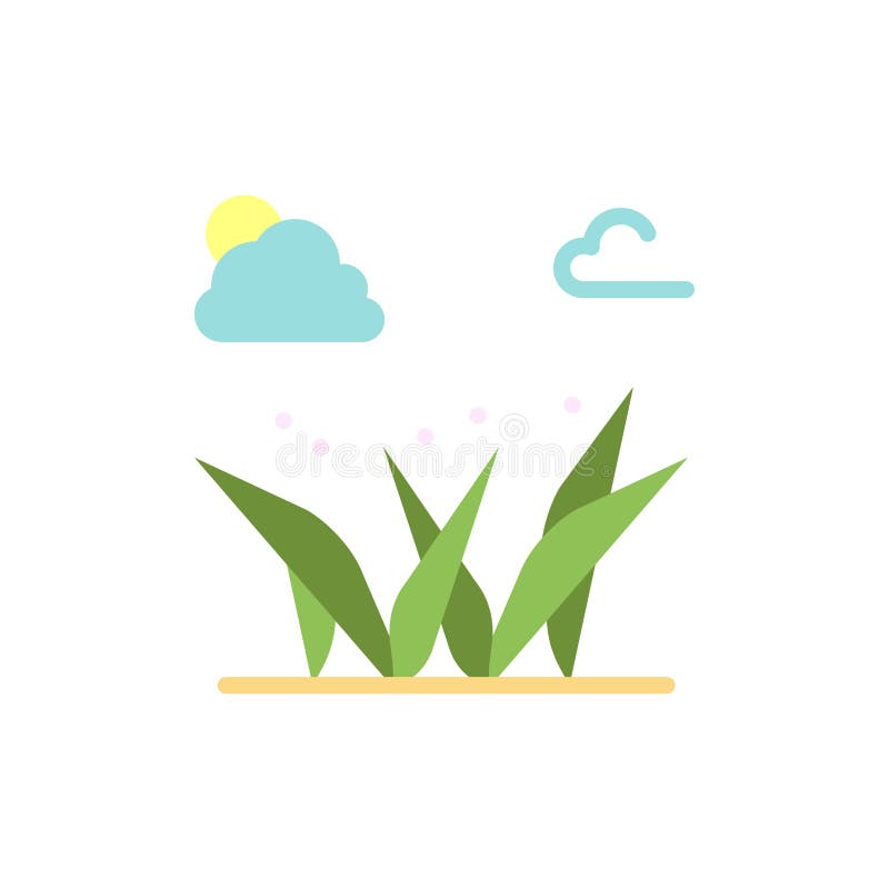Grass, Grasses, Green, Spring Flat Color Icon. Vector Icon Banner ...