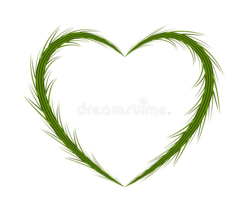 Green Grass Heart Frame Isolated White Stock Illustrations – 272 Green ...