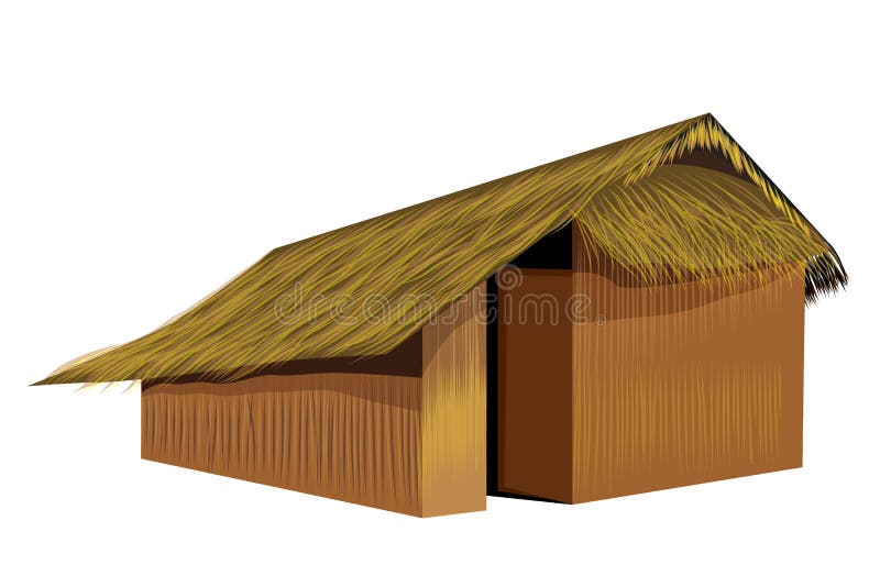 Grass Hut on White Background Stock Vector - Illustration of vector ...