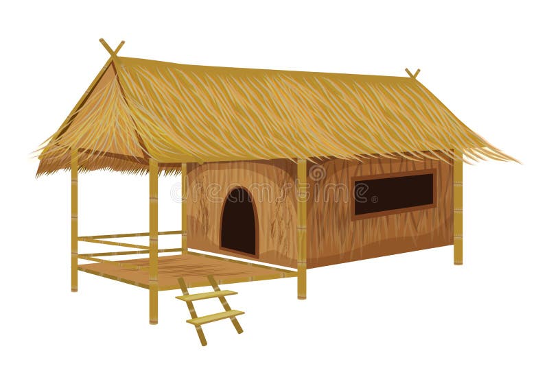 Grass Hut on White Background Stock Vector - Illustration of vector ...