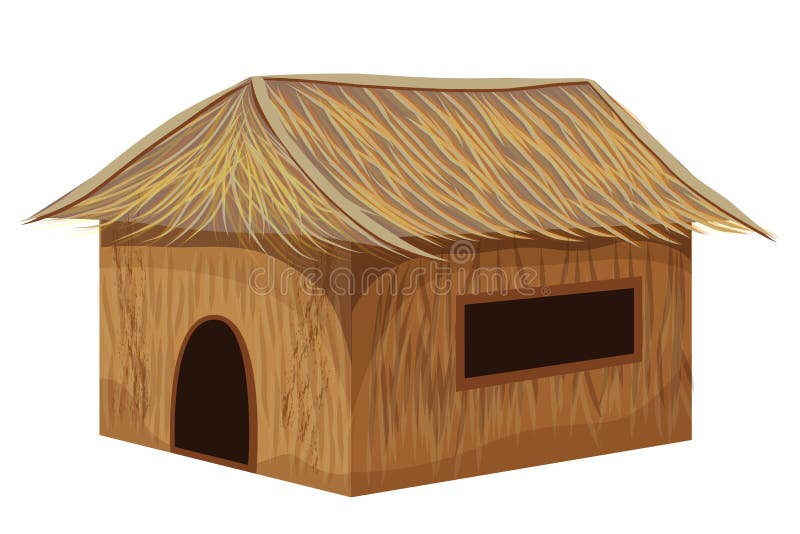 Grass Hut on White Background Stock Vector - Illustration of cartoon ...
