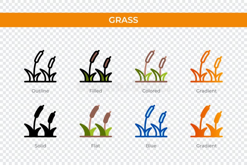 Grass Icon in Different Style. Grass Vector Icons Designed in Outline ...