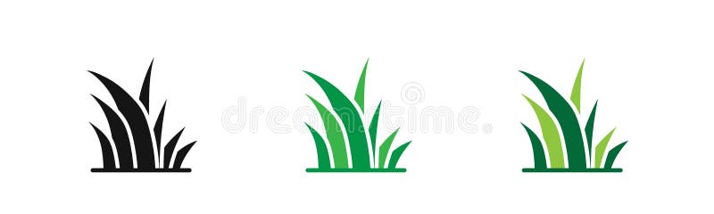 Grass Icon Line Art Logo Set Stock Illustration - Illustration of ...