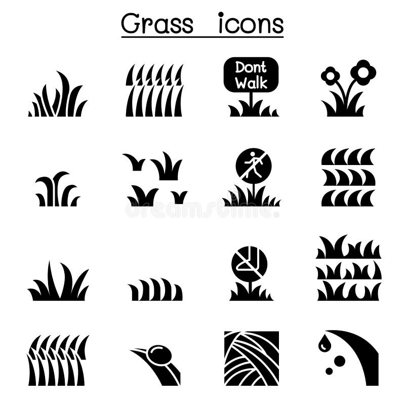 Grass icon set stock vector. Illustration of farm, backyard - 108635947
