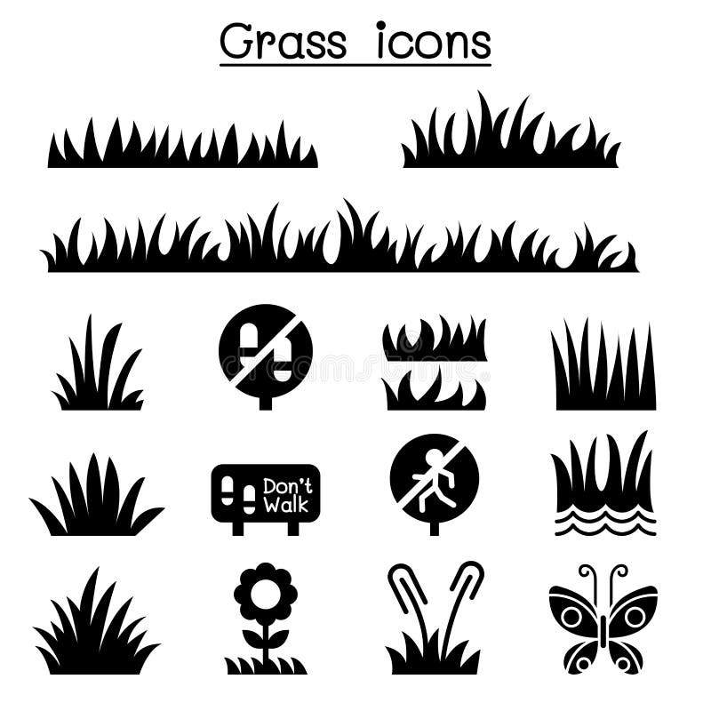 Grass icon set stock vector. Illustration of field, cover - 120113490