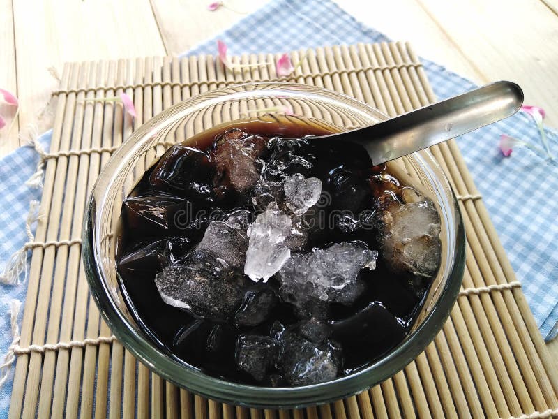 Grass Jelly in Syrup with Ice. Stock Image - Image of gourmet ...