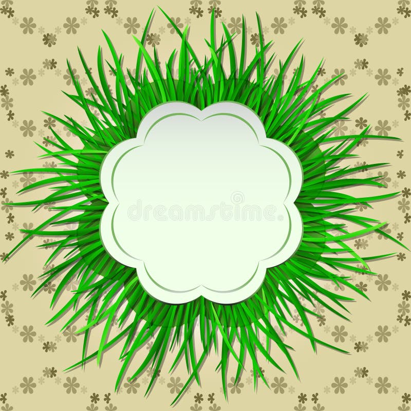Grass Label with Brown Zigzag Pattern Stock Illustration - Illustration ...