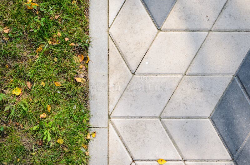 Paving Footpath with Grass stock photo. Image of brick - 100948222