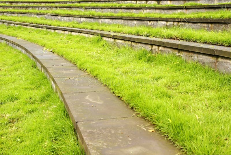 Grass lawn with steps stock photo. Image of park, footstep - 14417938