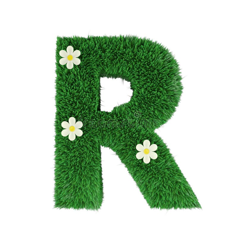 Grass Letter R Isolated on White. 3d Render Stock Illustration ...