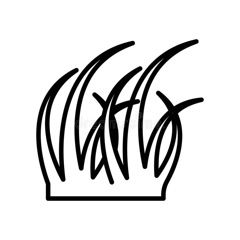 Grass Linear Logo Mark in Black and White Stock Vector - Illustration ...