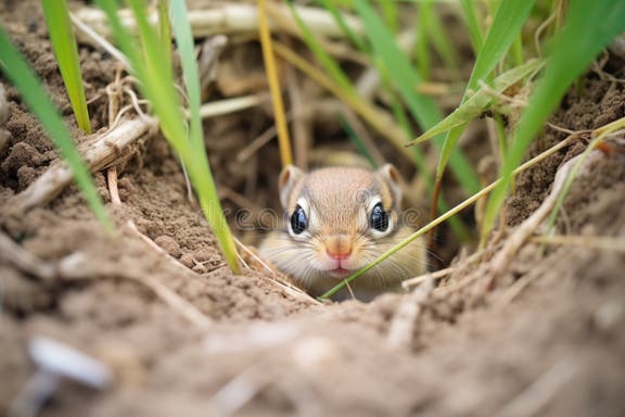 Grass-lined Chipmunk Nest within the Burrow Stock Illustration ...