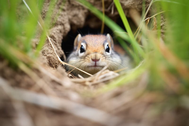 Grass-lined Chipmunk Nest within the Burrow Stock Illustration ...