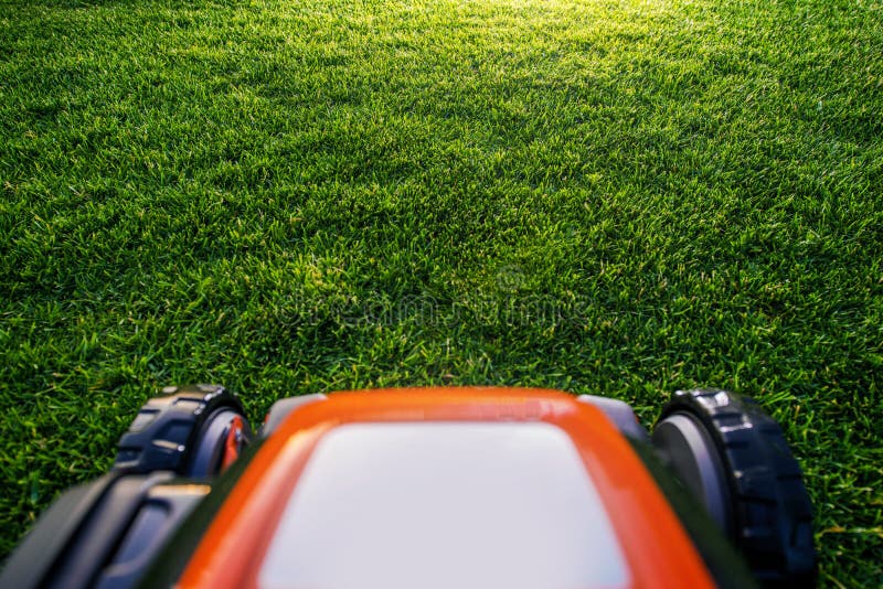 Grass Mower in Action stock image. Image of tool, backyard - 72557493