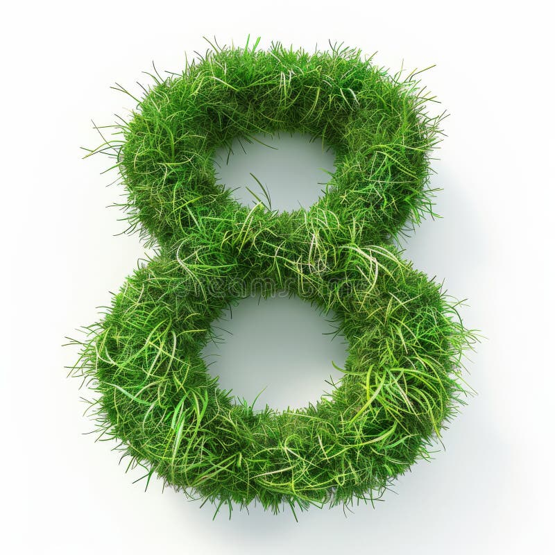 Grass Number Eight Isolated on Transparent Background. Green Foliage ...