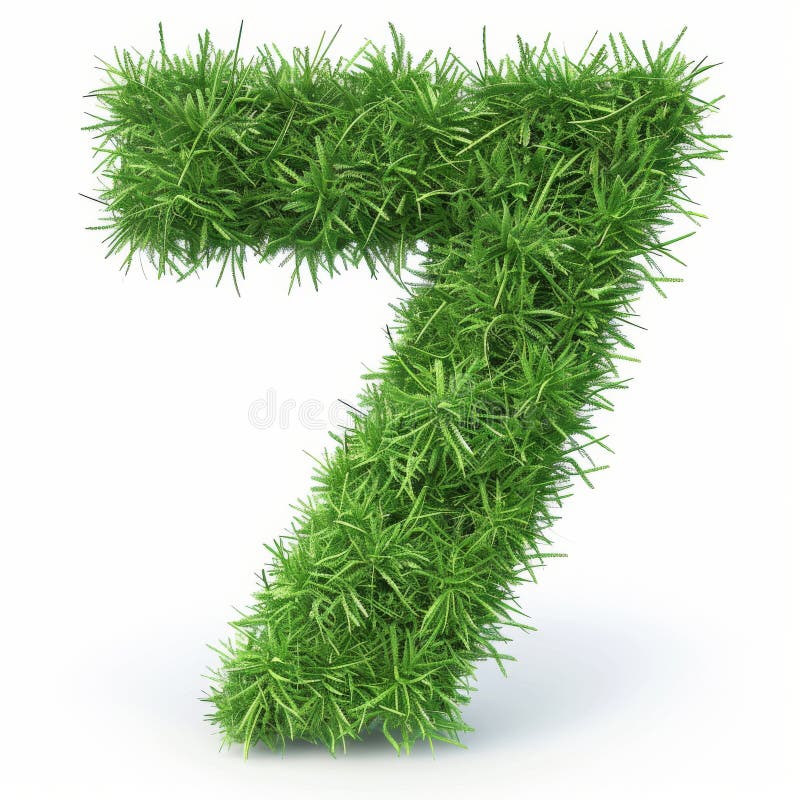 Grass Number Seven Isolated on Transparent Background. Green Foliage ...
